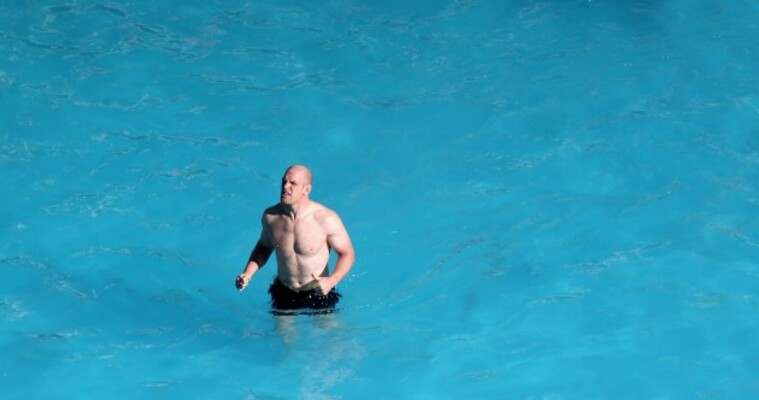 Paul O'Connell never looked more Irish than during today's pool ...