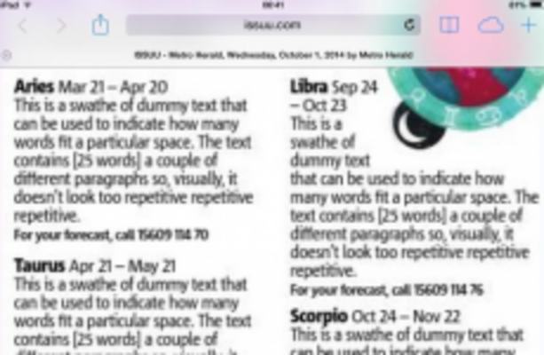 The horoscopes in today's Metro Herald make for interesting reading