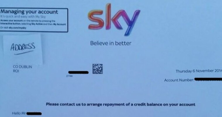 That 'we owe you money' letter from Sky? It's NOT a scam · TheJournal.ie