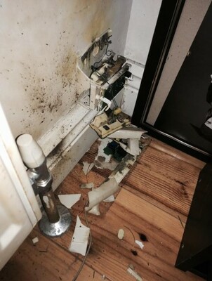 This phone socket exploded into bits during Monday night's lightning storms