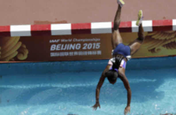 Panama's Rolanda Bell went head-first into the water during the ...
