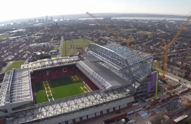 Amazing new drone footage shows Anfield's new Main Stand is coming ...