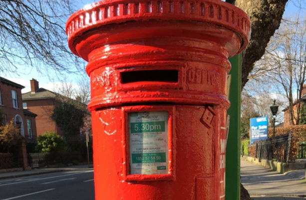 Post boxes around Dublin are being painted red for the 1916 centenary