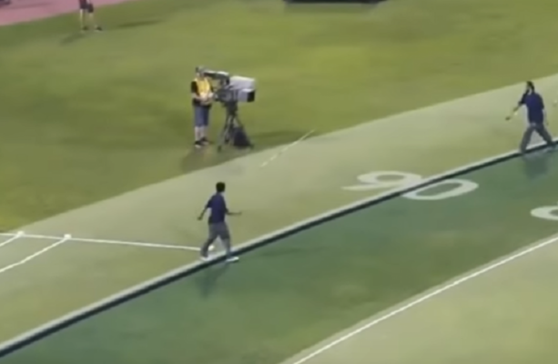This incredible javelin throw almost struck a cameraman at the Diamond ...