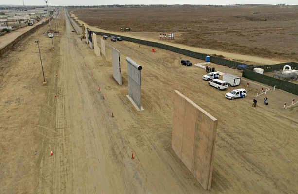 Donald Trump will today visit the eight towering prototypes for his ...