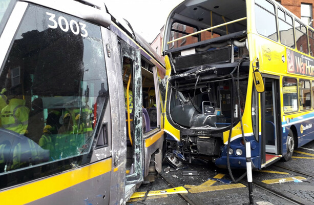 Nine people taken to hospital after collision between Luas and bus