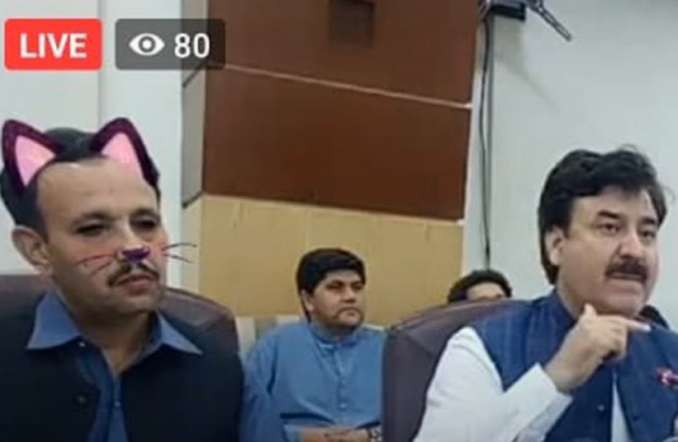 Cat filter accidentally left on during Pakistani minister's live press ...