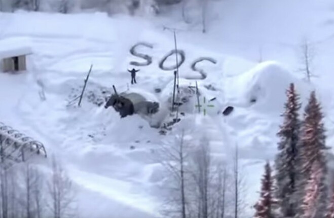 Snowy SOS signal saves Alaskan man after cabin burns down