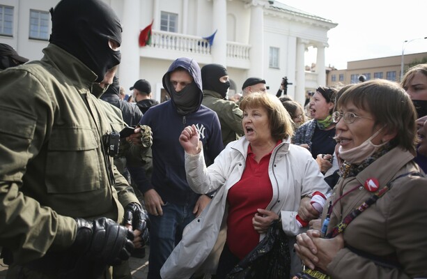 Belarus police detain dozens of female protesters as thousands take to ...
