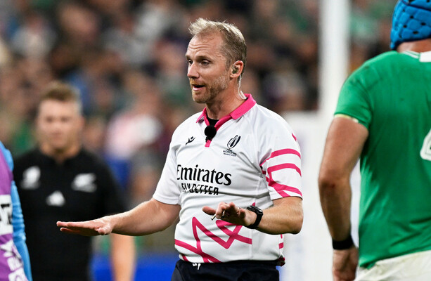 Barnes to referee RWC final between All Blacks and Springboks · The 42