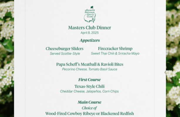 Here's what Scottie Scheffler has on the menu for his Champions Dinner at the Masters