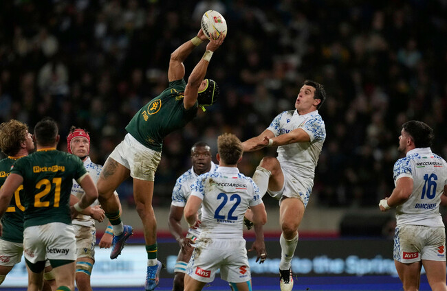 14-man Springboks overcome early Wiese red card to nil Italy · The 42