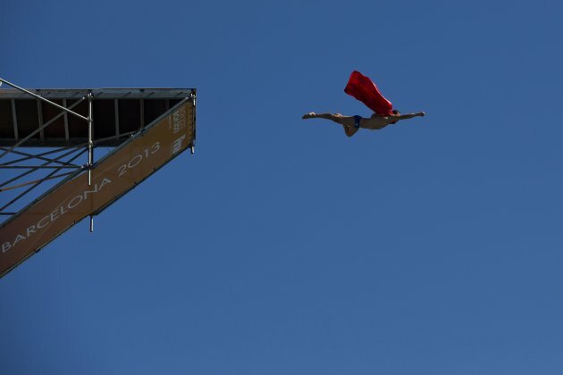 The Czech 'Superman' did his trademark dive at the World Championships