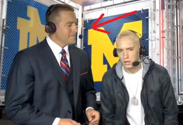 Eminem gives really awkward interview during college football game