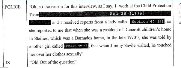 Surrey Police transcript shows Jimmy Savile denied abusing young girls