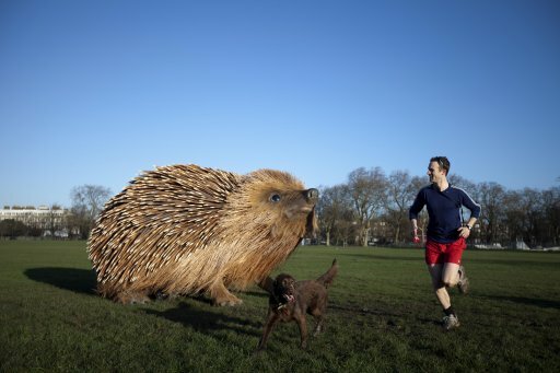 This mysterious giant hedgehog took over a London park this morning