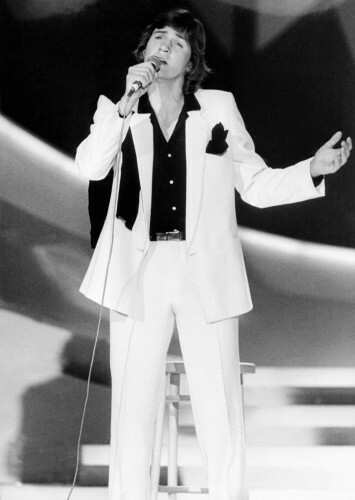 Ryan Tubridy dressed as Johnny Logan in the white Eurovision suit