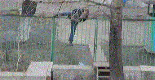 Man's epic struggle to climb over fence ends in the most humiliating way