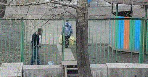 Man's epic struggle to climb over fence ends in the most humiliating way
