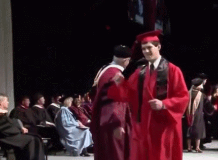 This graduation ceremony backflip fail will strain all your cringe muscles