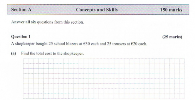 This question on the Ordinary Level Maths paper today was 'ridiculously ...