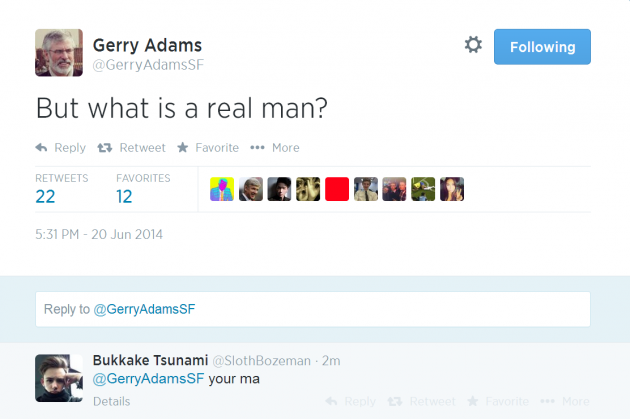 Greatest response ever to a Gerry Adams tweet · The Daily Edge