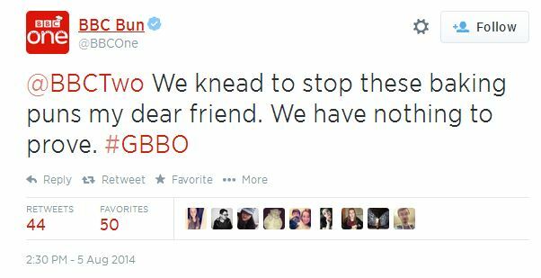 This GBBO-themed Twitter exchange between BBC One and BBC Two is glorious