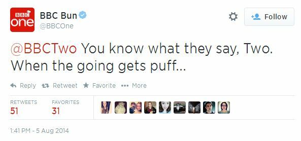 This GBBO-themed Twitter exchange between BBC One and BBC Two is glorious