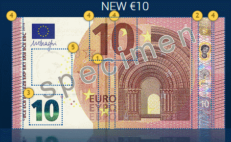 Spot the difference? Here's what the new €10 note looks like
