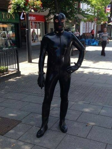A man dressed as a gimp is wandering around Essex, taking selfies with ...