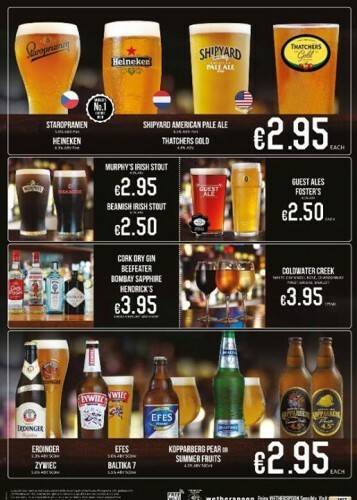 Here's the full list of prices for Wetherspoon's Irish pubs