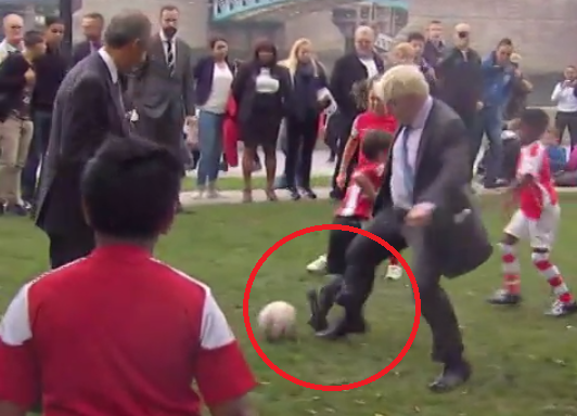 Notorious hatchet man Boris Johnson dangles a leg, trips little kid ...