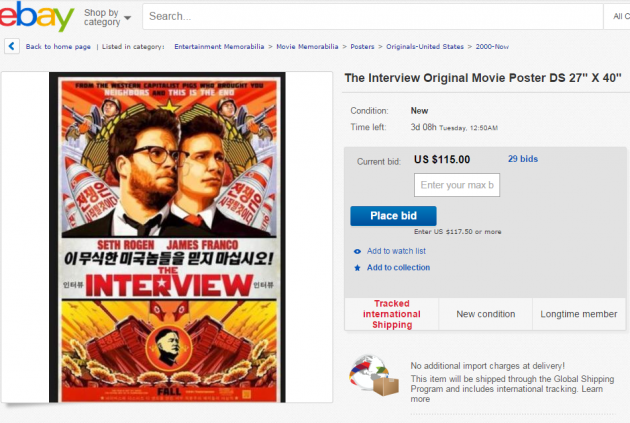 Enterprising people are selling The Interview posters for hundreds of ...