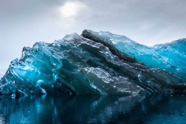Deep, deep blue: This is what a flipped-over iceberg looks like