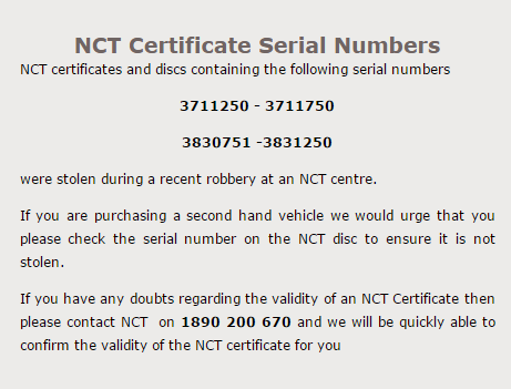 Stolen NCT certs from armed holdup in 2013 still in circulation