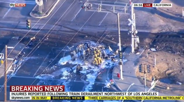 Dozens injured after California train crashes into truck on tracks