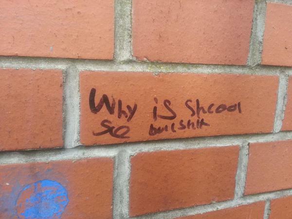 Anti-school graffiti in Dublin 8 is dripping with irony