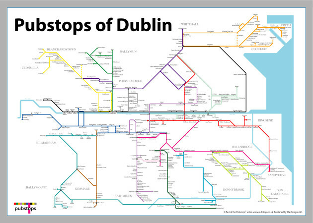 This metro-style map of Dublin bars is the ultimate pub crawl