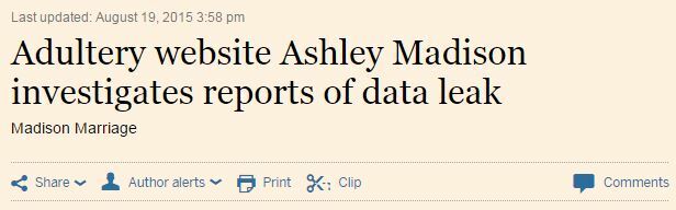 Look at the name of this journalist reporting on the Ashley Madison leak...