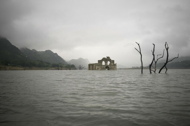 This sunken 400-year-old church has emerged from a reservoir