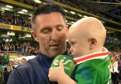 Robbie Keane's baby son tried to steal the spotlight during his dad's ...