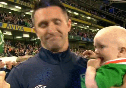 Robbie Keane's baby son tried to steal the spotlight during his dad's ...