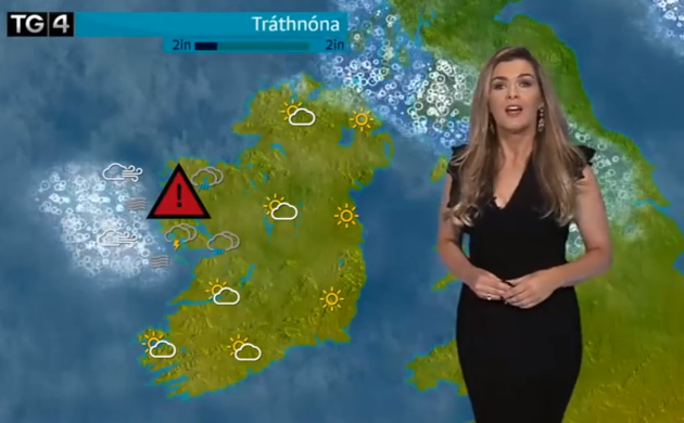 The TG4 weather presenter was 'struck by lightning' live on air last night