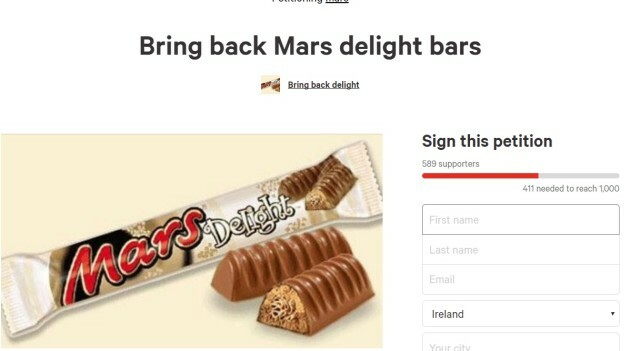 There’s a petition to bring the Mars Delight back to Ireland