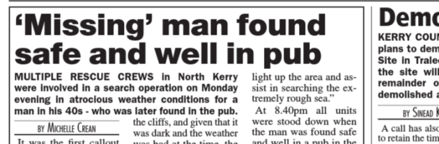 Kerry's Eye has outdone itself with the ultimate 'only in Ireland' headline