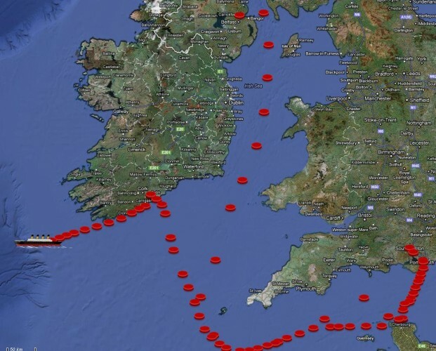 This is where the Titanic was at this time exactly 100 years ago