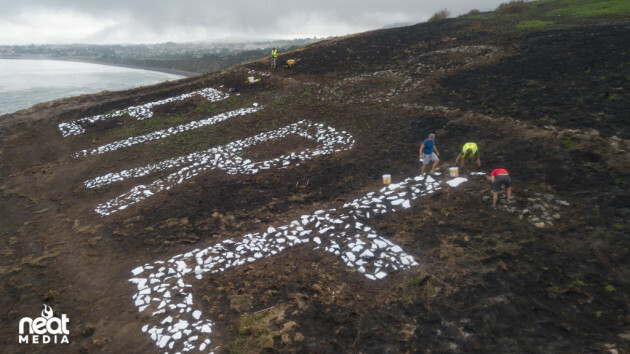 Volunteers have restored Bray Head's huge WWII 'Eire' sign