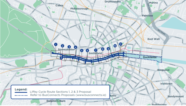 Plans for Dublin's 5km Liffey cycle route unveiled by NTA