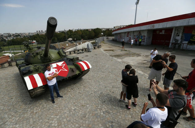 Red Star Belgrade spark controversy by parking tank outside their stadium
