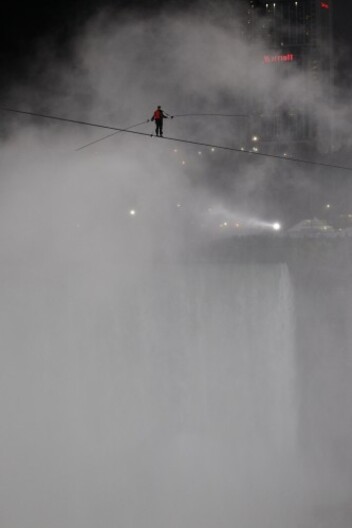 In pictures: Daredevil successfully walks tightrope across Niagara Falls